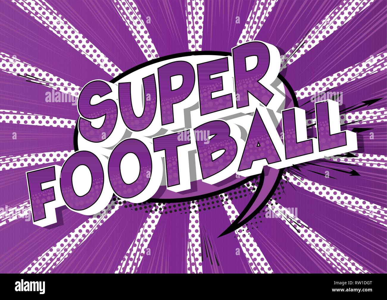 Super Football - Vector illustrated comic book style phrase on abstract ...