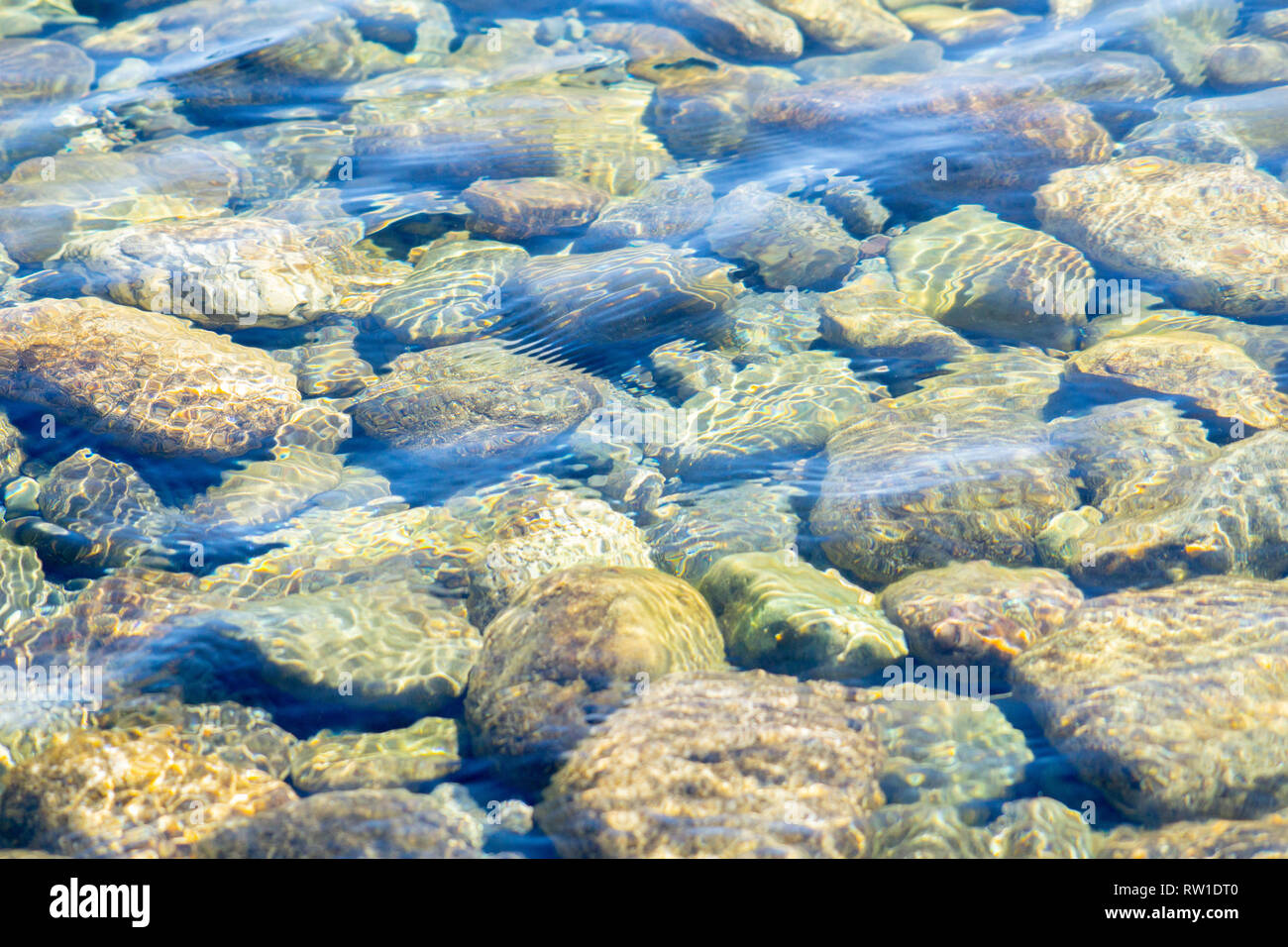 River stones under clear, clean and fresh cool water Stock Photo - Alamy