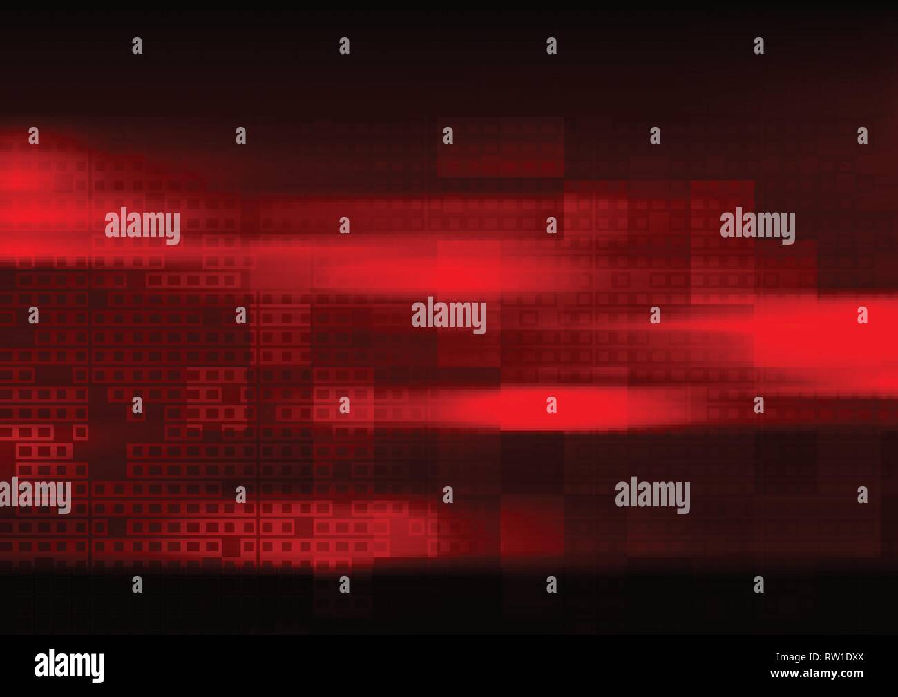 Glowing red abstract tech squares geometric background. Vector design ...