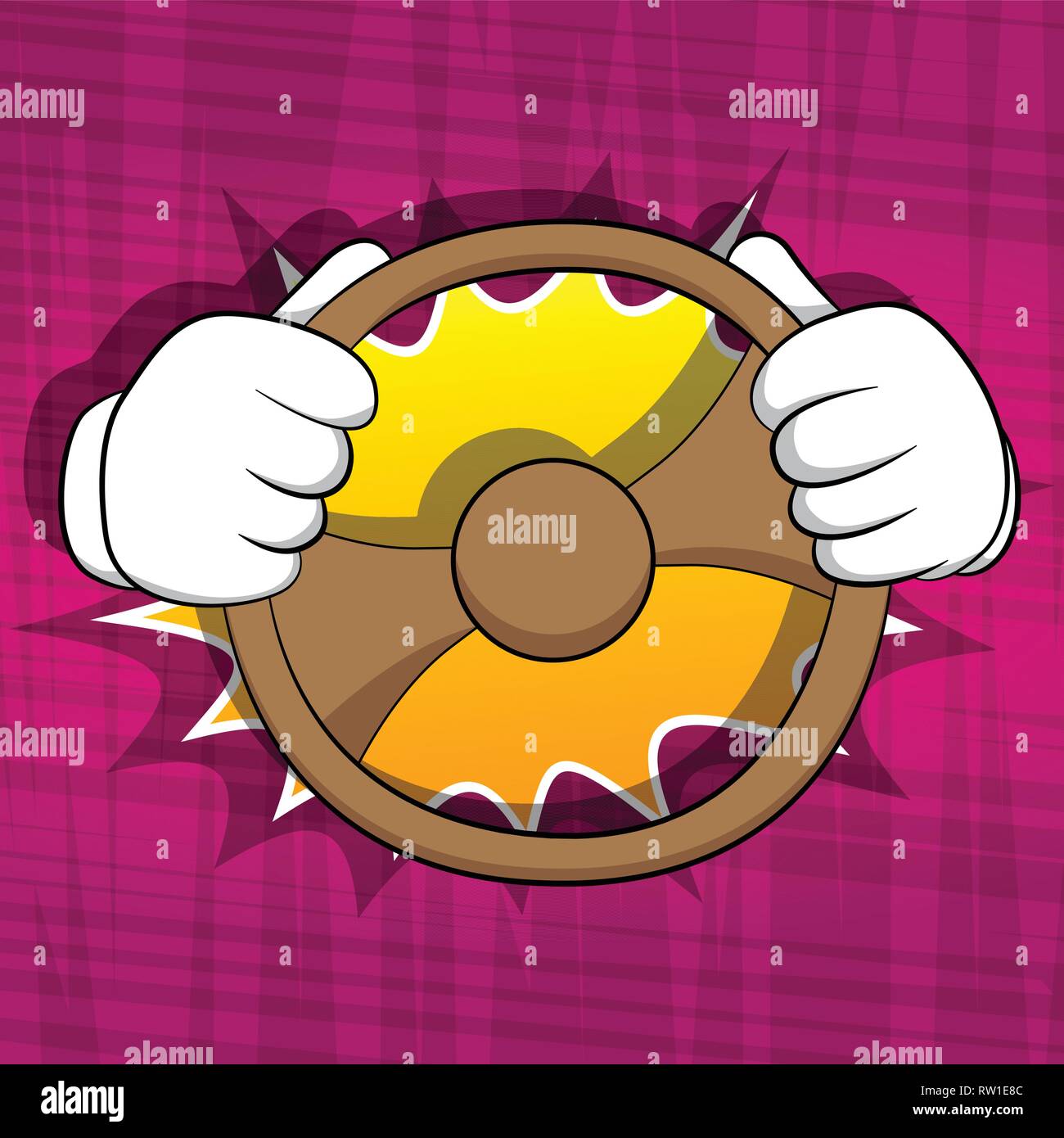 Vector cartoon hands driving, holding a steering wheel. Illustrated ...