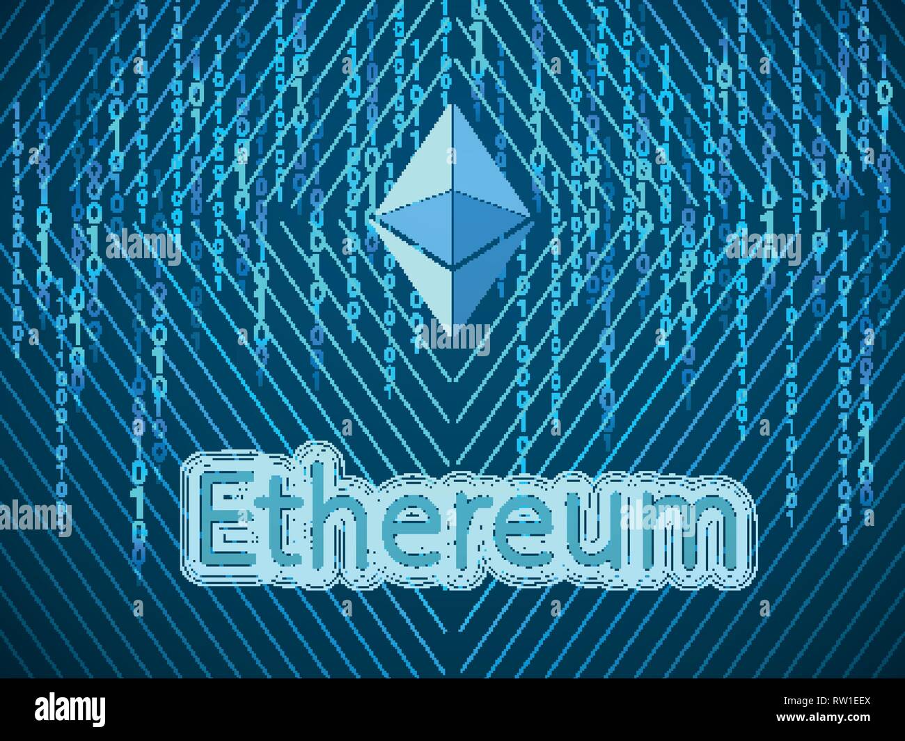 Banner ethereum and dark blue background . Stock illustration. Crypto ...