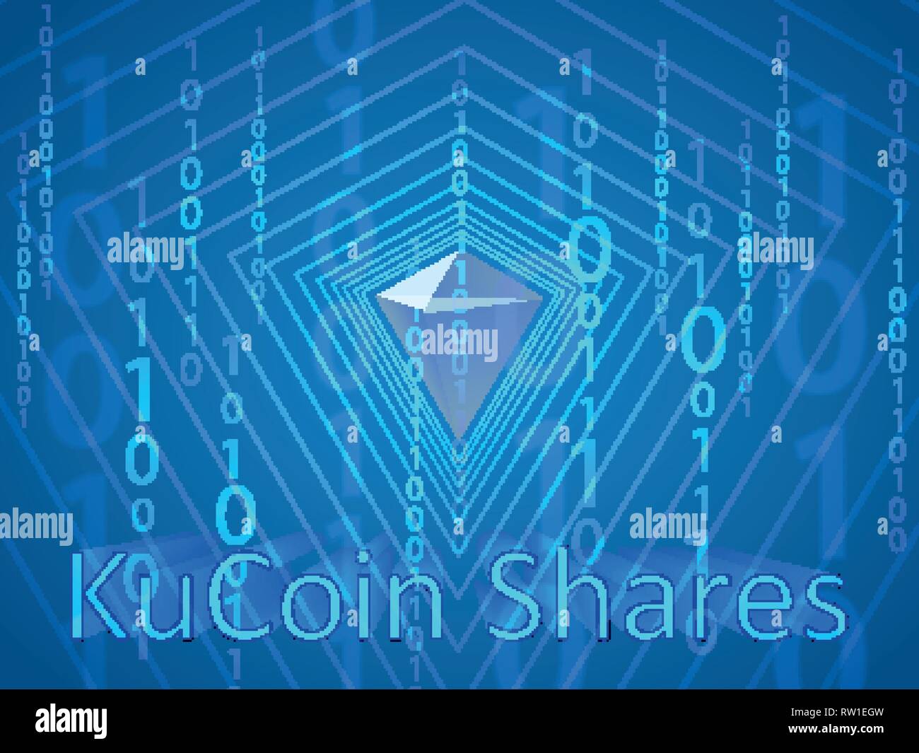 Banner, poster crypto currency symbol kucoin shares on blue background ...