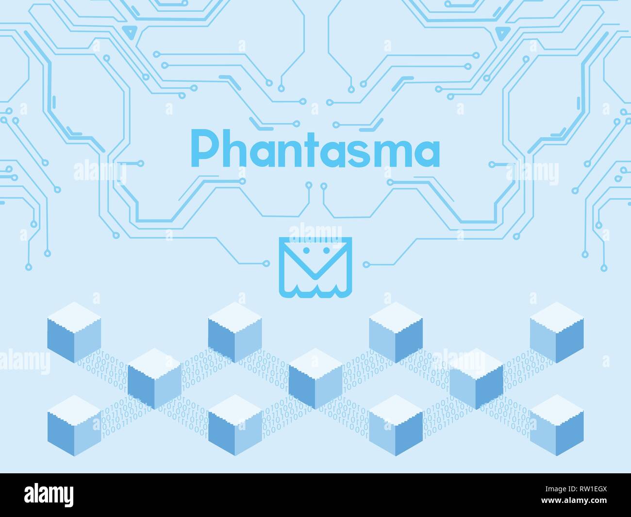 Banner, poster crypto currency symbol phantasma on blue background ...