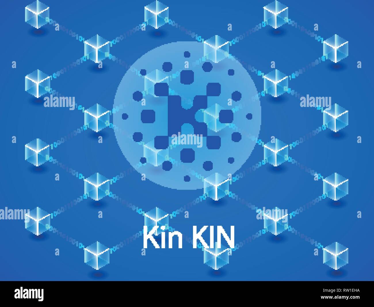 Banner, poster crypto currency symbol kin on blue background. Stock ...