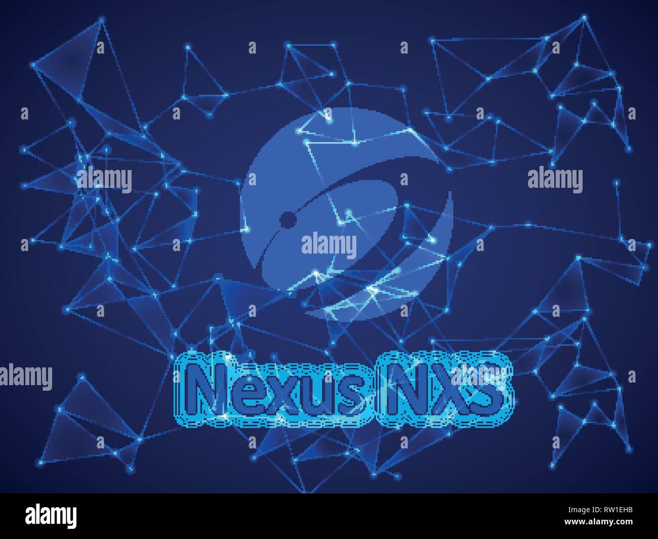 Banner, poster crypto currency symbol nexus on blue background. Stock ...