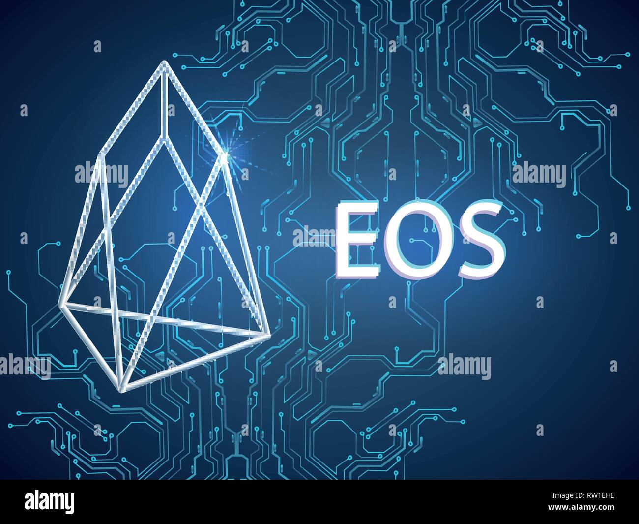 Banner, poster crypto currency symbol eos on blue background. Stock ...