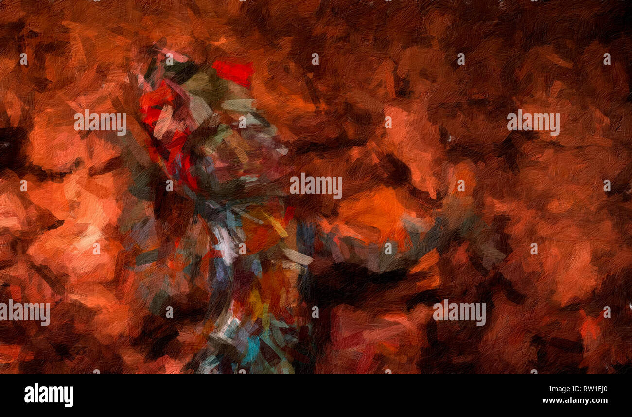 Abstract digital oil painting on canvas full of texture and bright ...