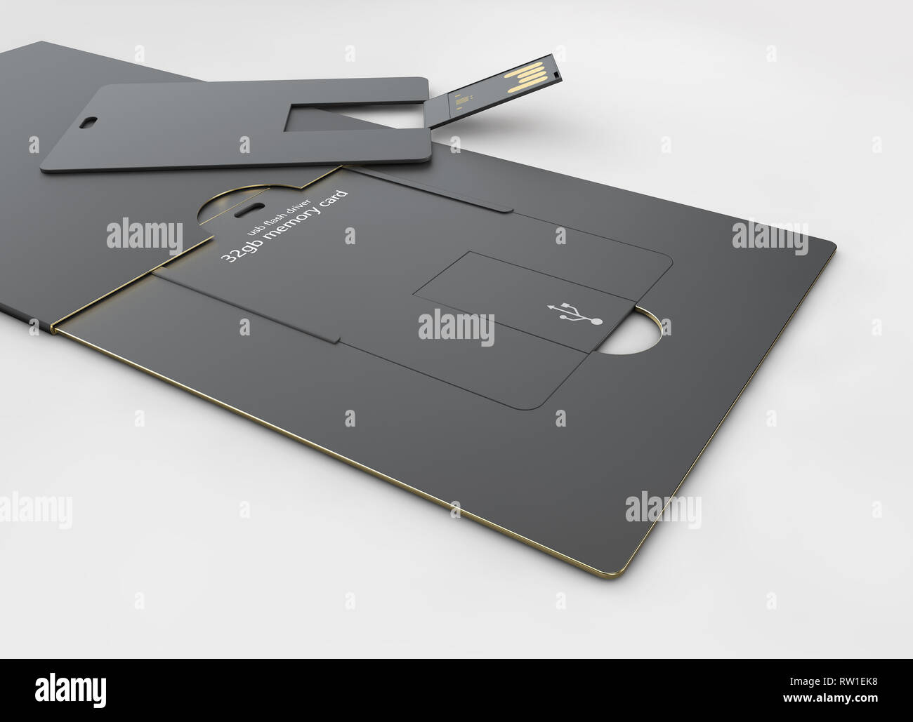 USB flash card empty template for corporate identity on isolated gray ...