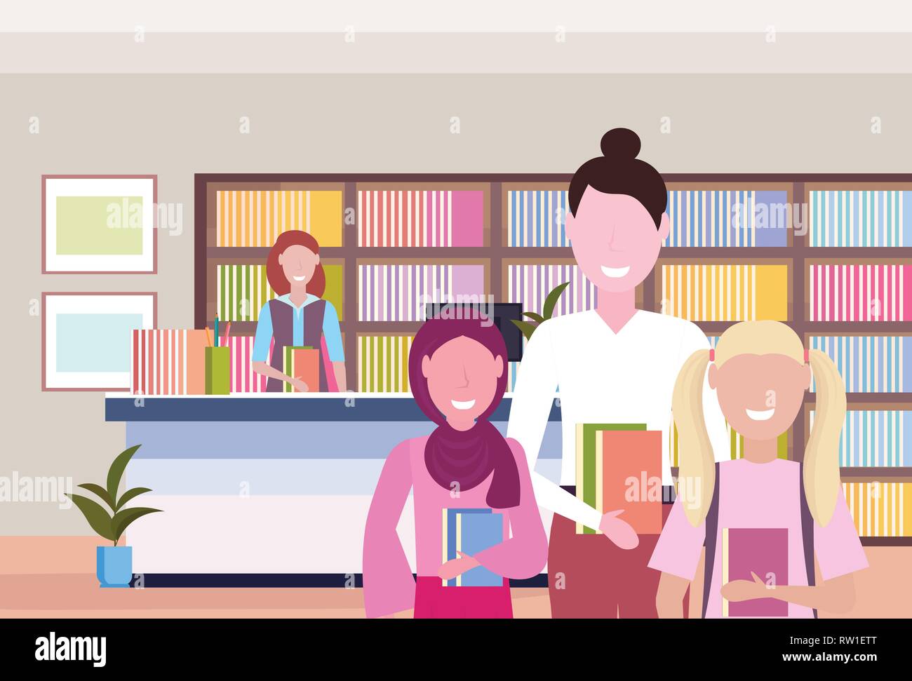 Borrowing book library school Stock Vector Images - Alamy