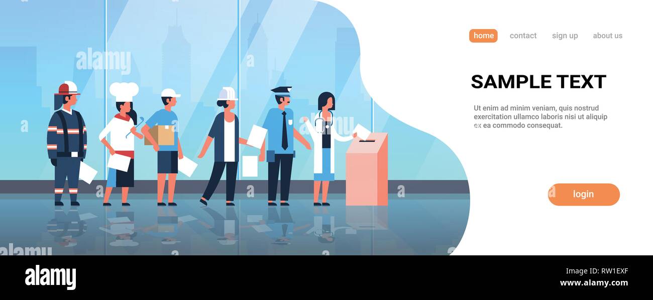 election day concept different occupations voters casting ballots at ...