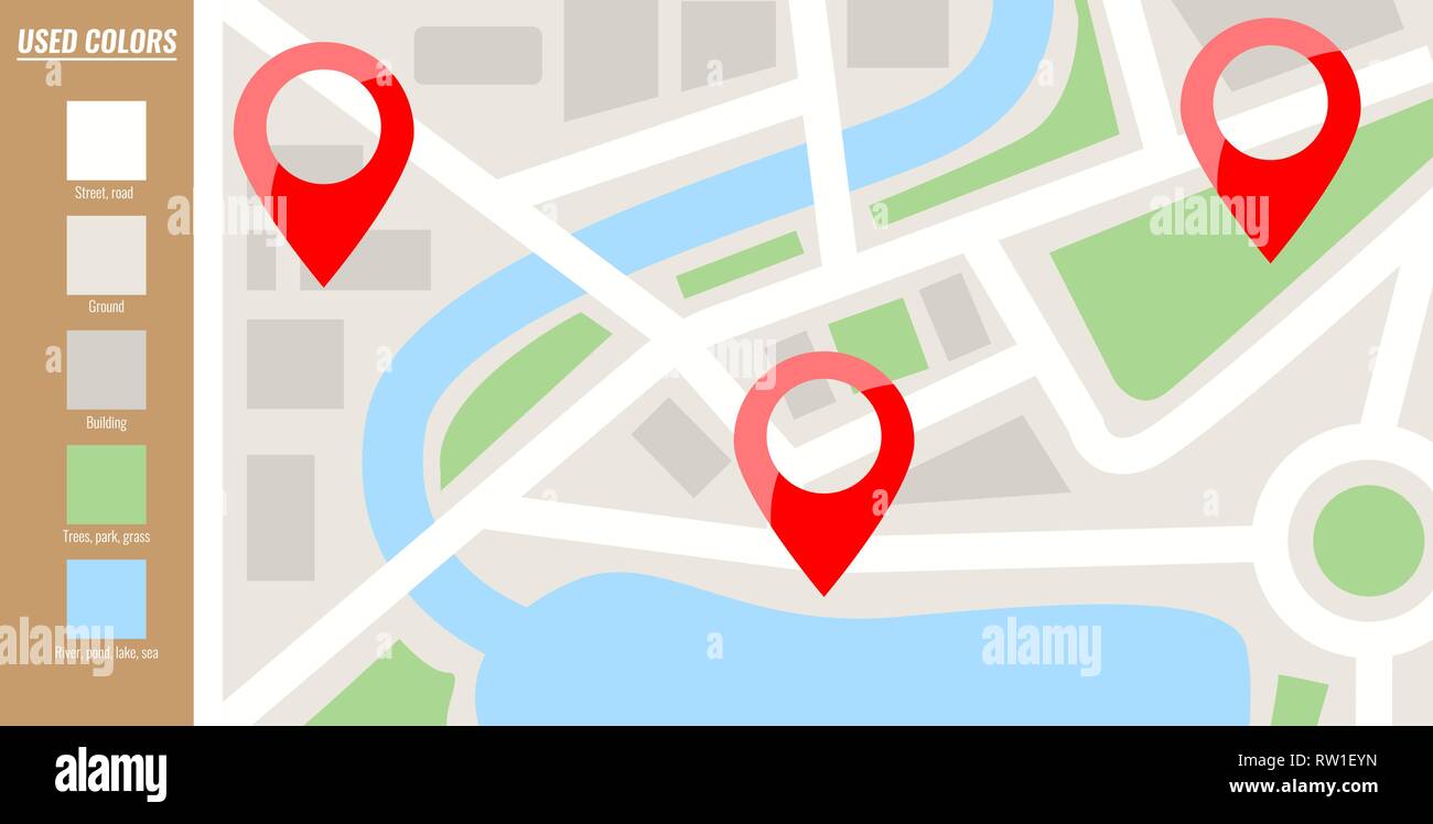 Map template. Flat color style Vector illustration Stock Vector Image ...