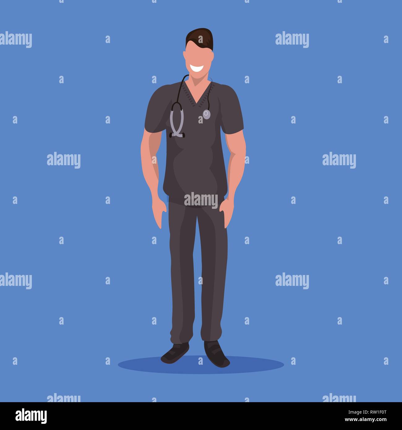 Adult worker in blue Stock Vector Images - Alamy