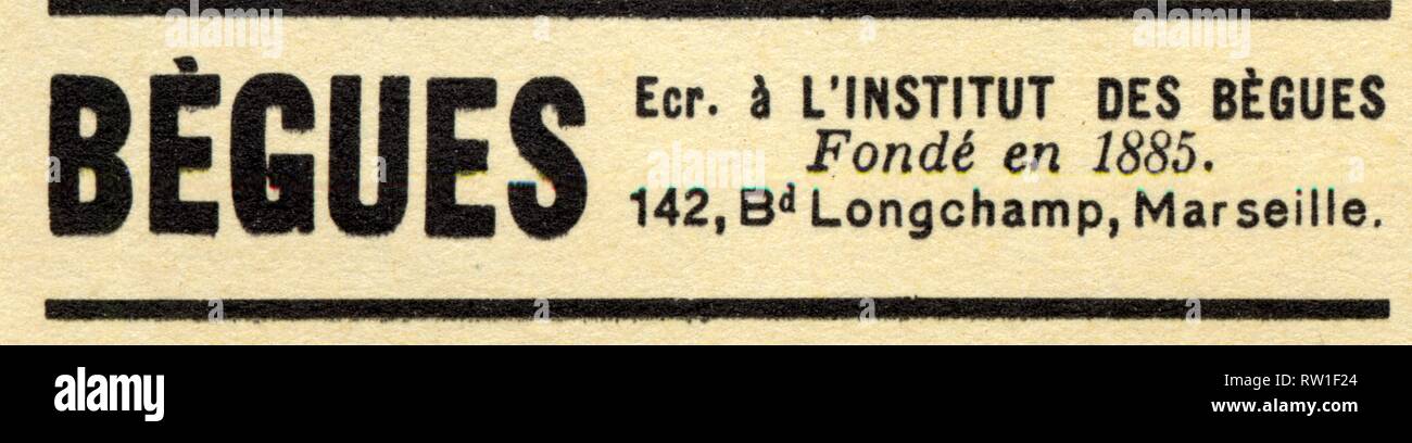 Publicité ancienne. 13 juin 1936. Bègues. L'Institut des bègues fondé ...