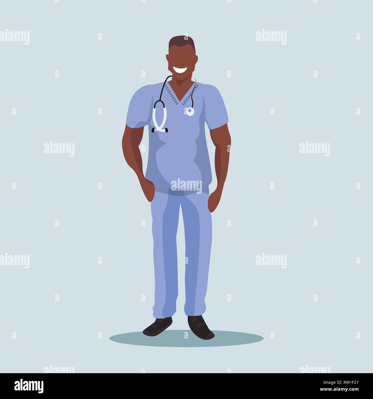 african male doctor with stethoscope man medical clinic worker in blue ...