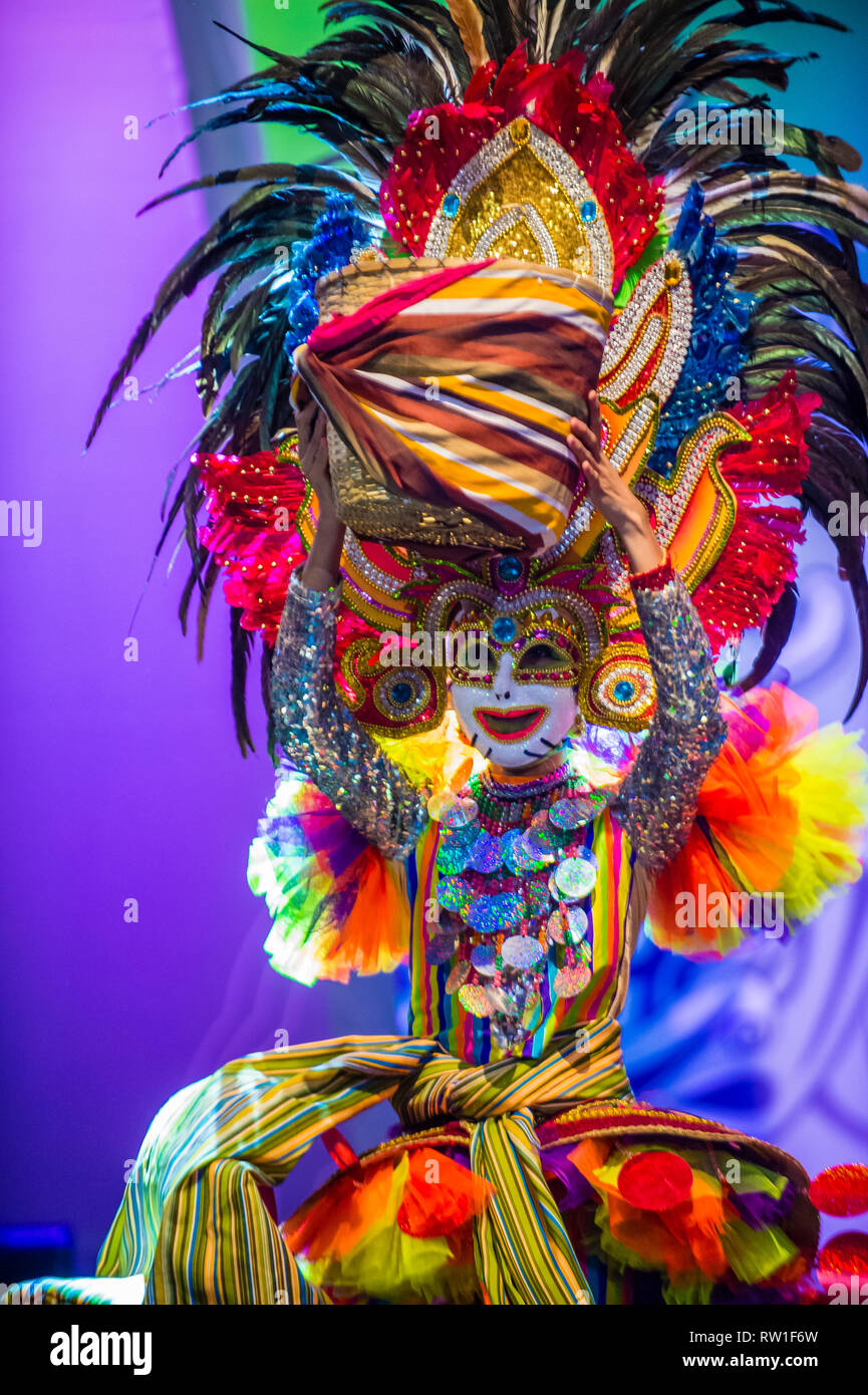 Filipino dancer from the Masskara festival of Bacolod perform at the ...