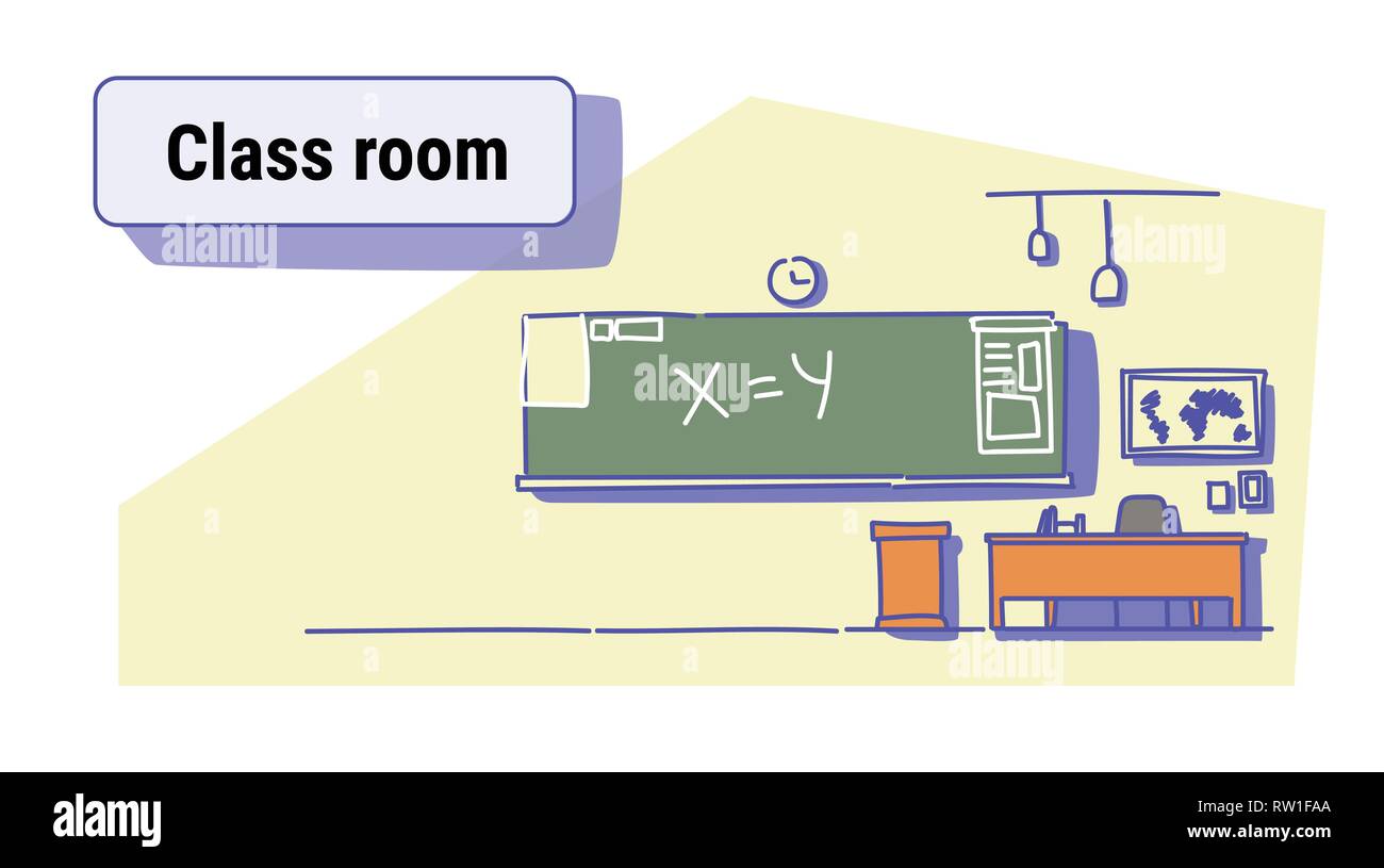 class room interior empty school classroom with chalkboard and desk ...