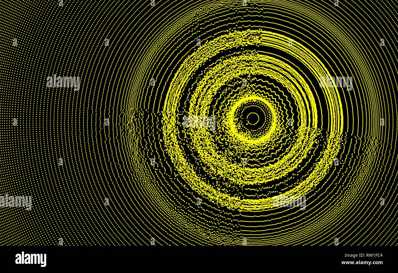 Abstract circular background with dynamic dots. Radial structure for ...