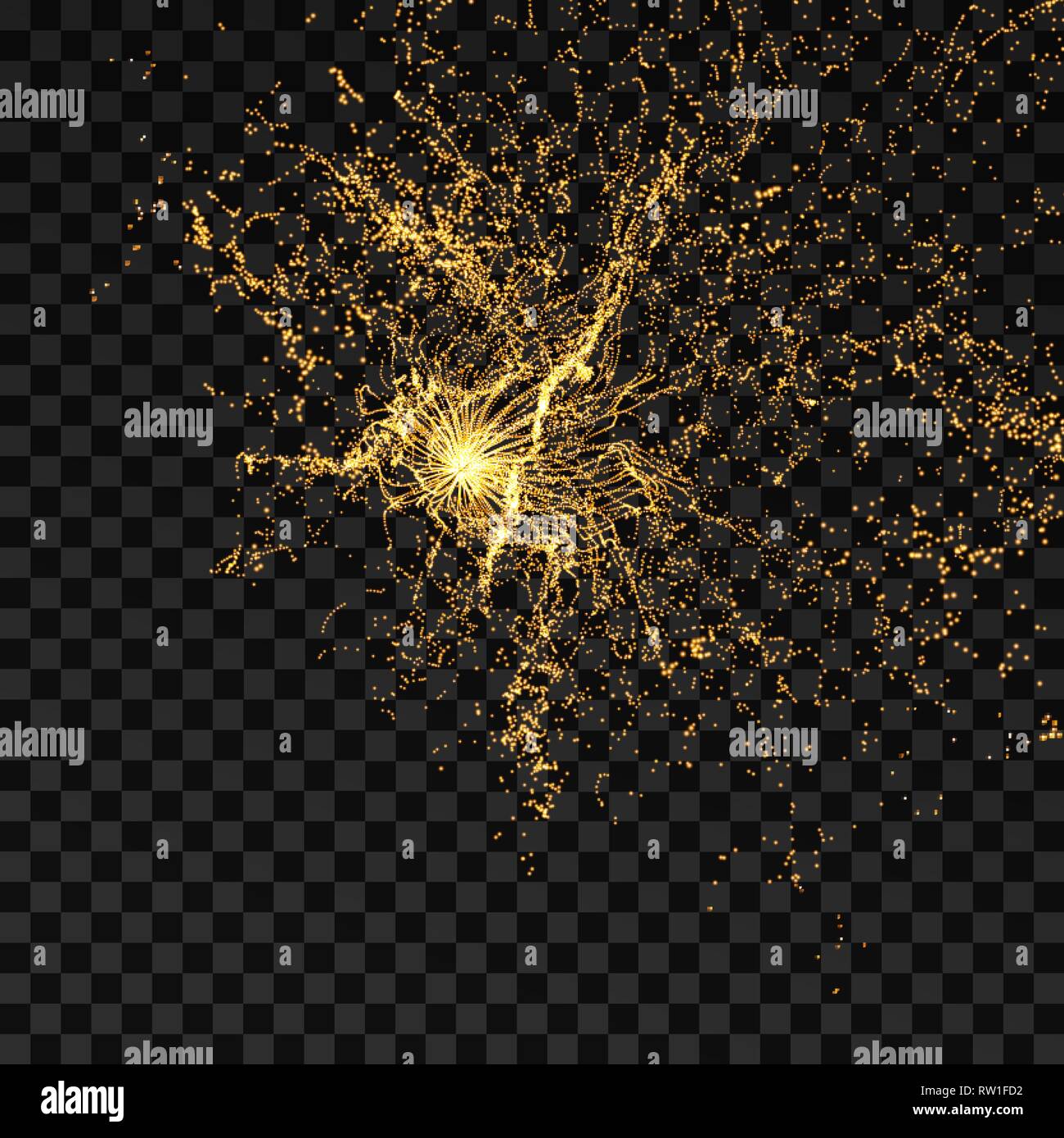 Abstract science or technology background. Array with dynamic particles ...