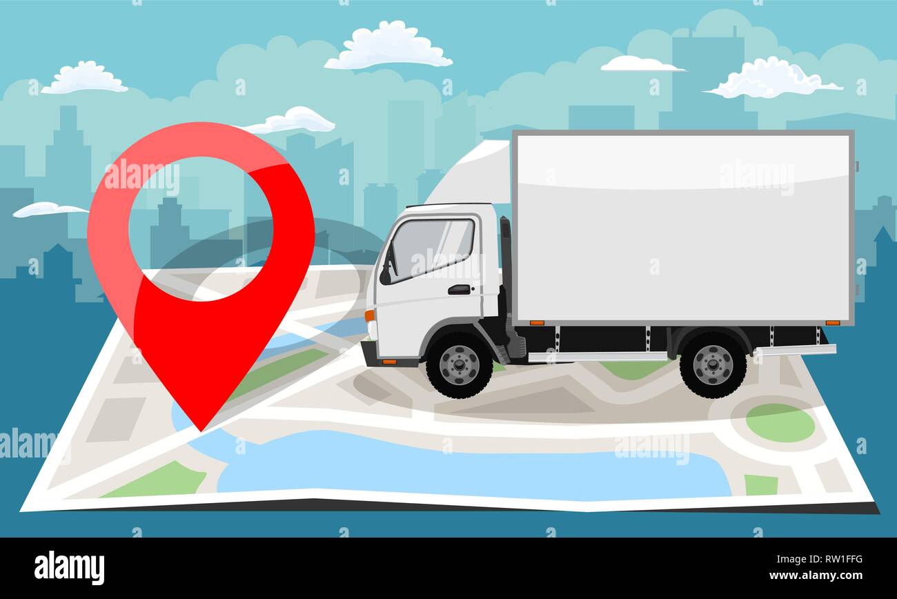 Cargo truck over city Stock Vector Images - Alamy