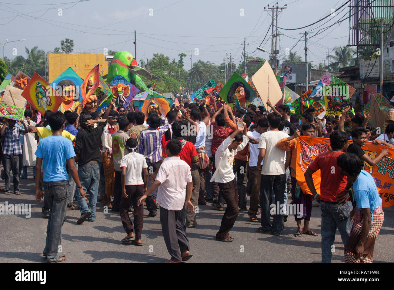 A colourful rally brings out from the Khulna Art Collage to celebrate ...