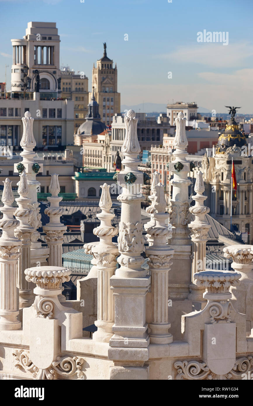 Madrid skyline city center. Downtown traditional buildings. Travel in ...