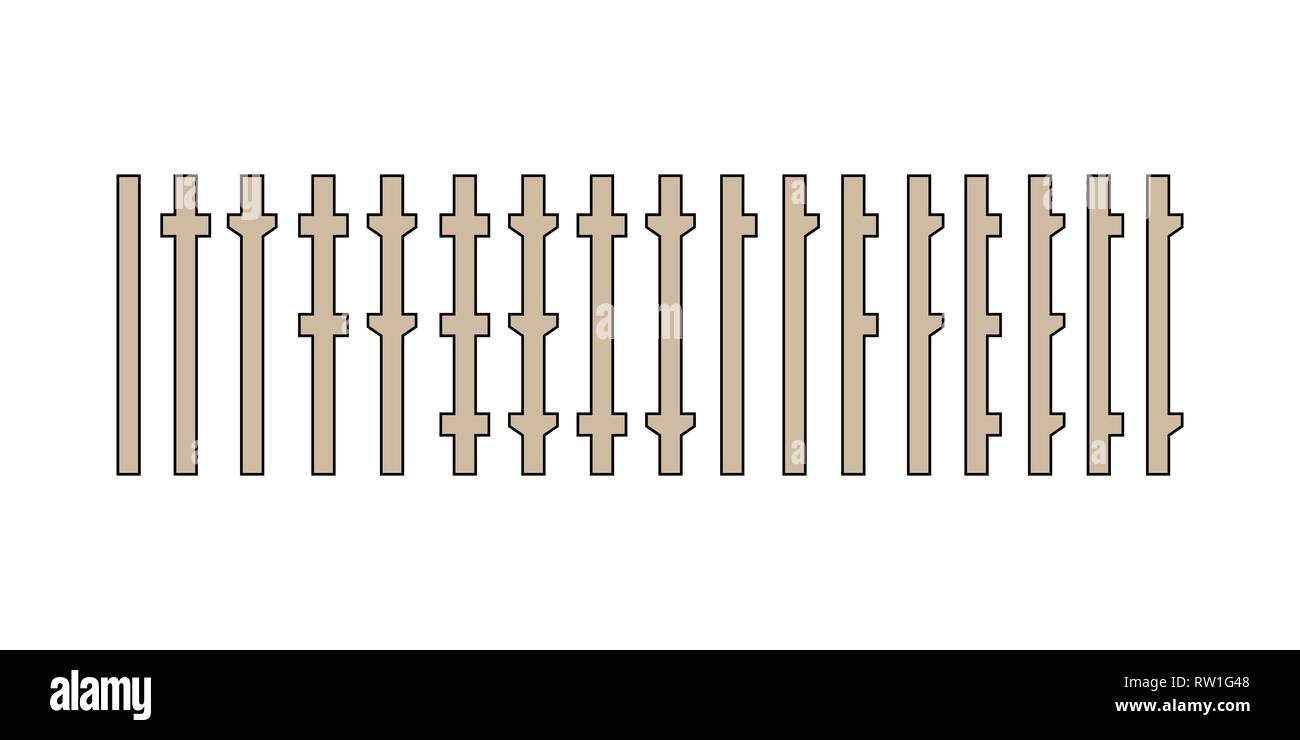 Set of different types of pillar. Engineering drawing. Vector ...