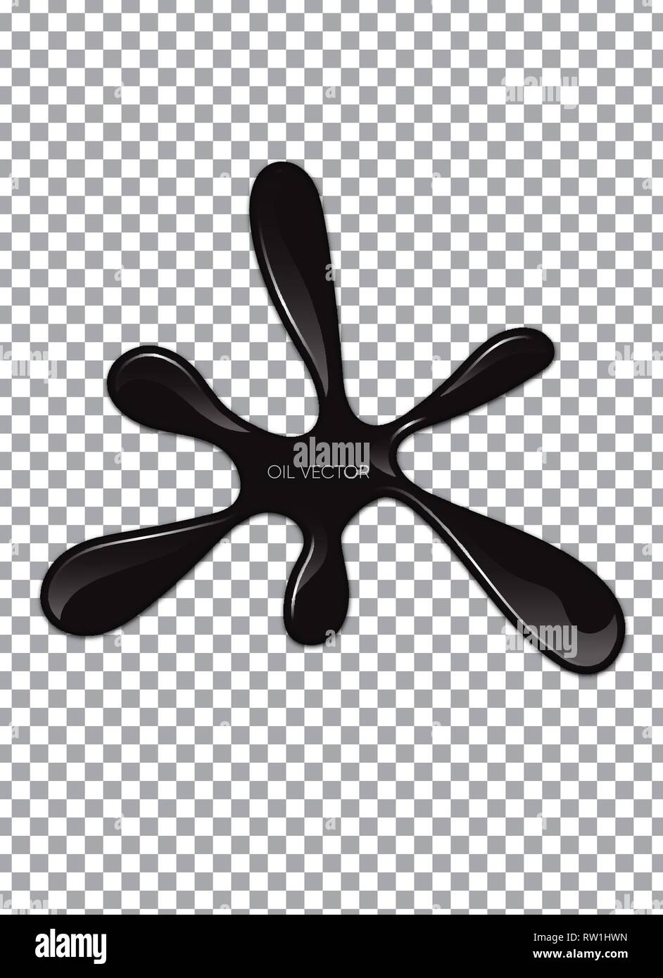 Oil spill splash isolated on transparent background. Black oil blot ...