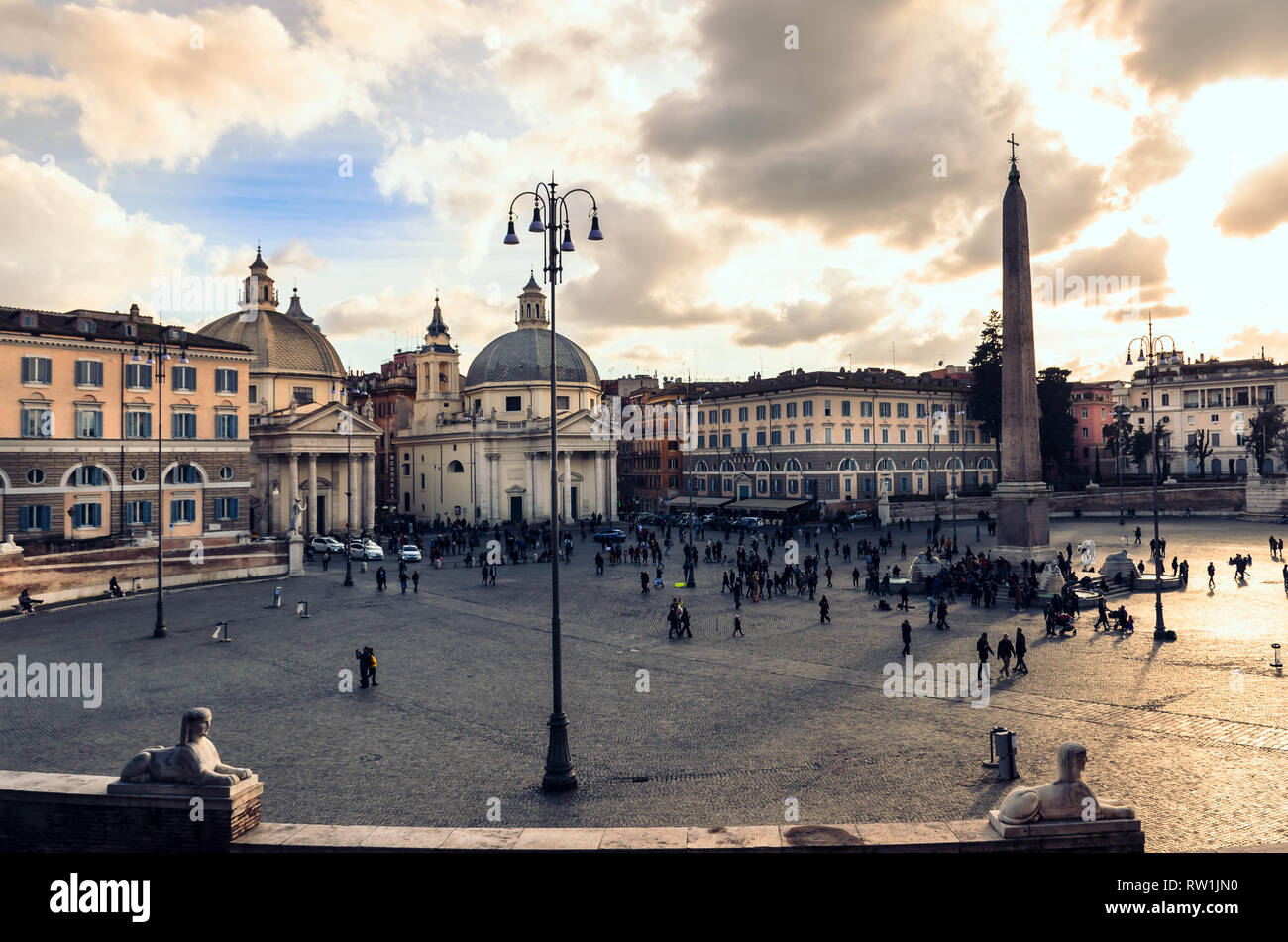 View of piazza del Popolo (Popolo square) in Rome and Santa Maria in ...