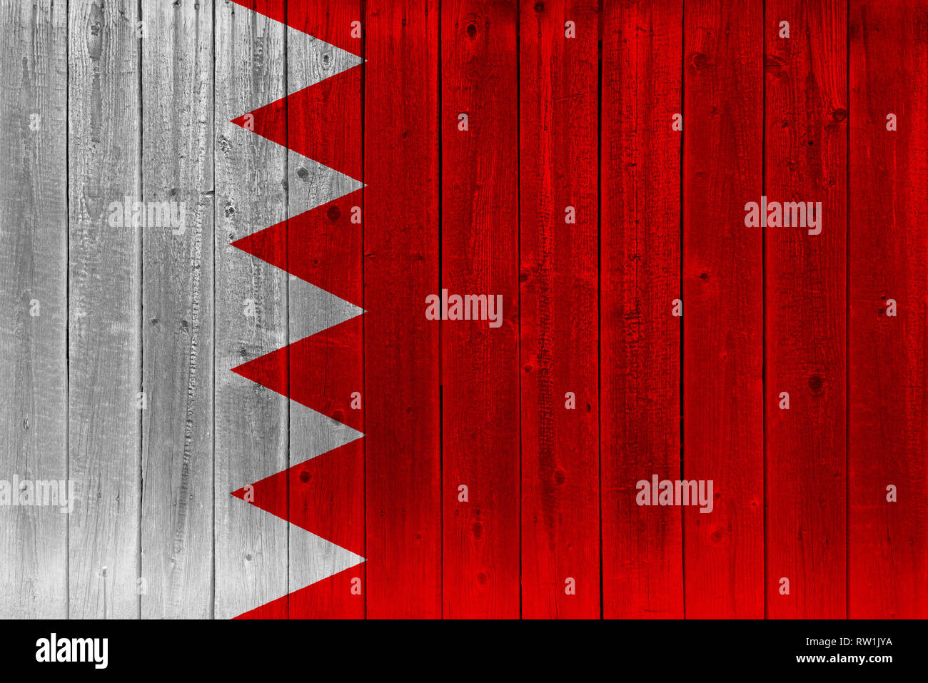 Bahrain flag painted on old wood plank. Patriotic background. National ...