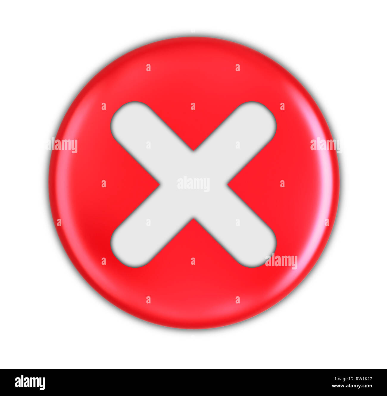 Button with cross. Image with clipping path Stock Photo - Alamy
