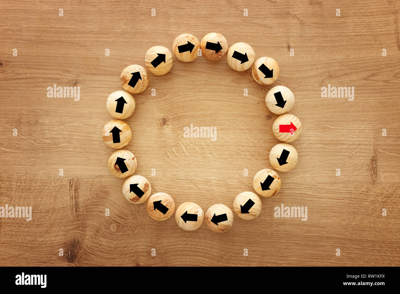 concept of think different, innovation and creativity. red arrow ...