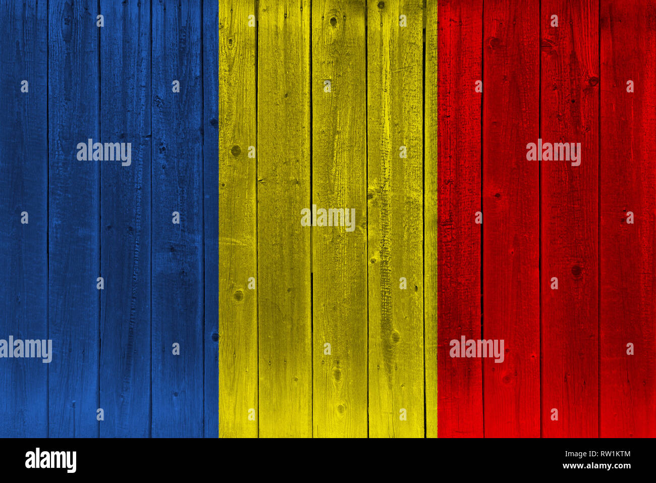 Chad flag painted on old wood plank. Patriotic background. National ...