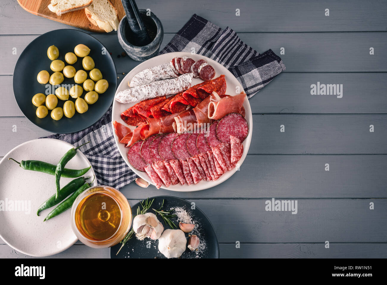 Assorted cured meats Stock Photo - Alamy