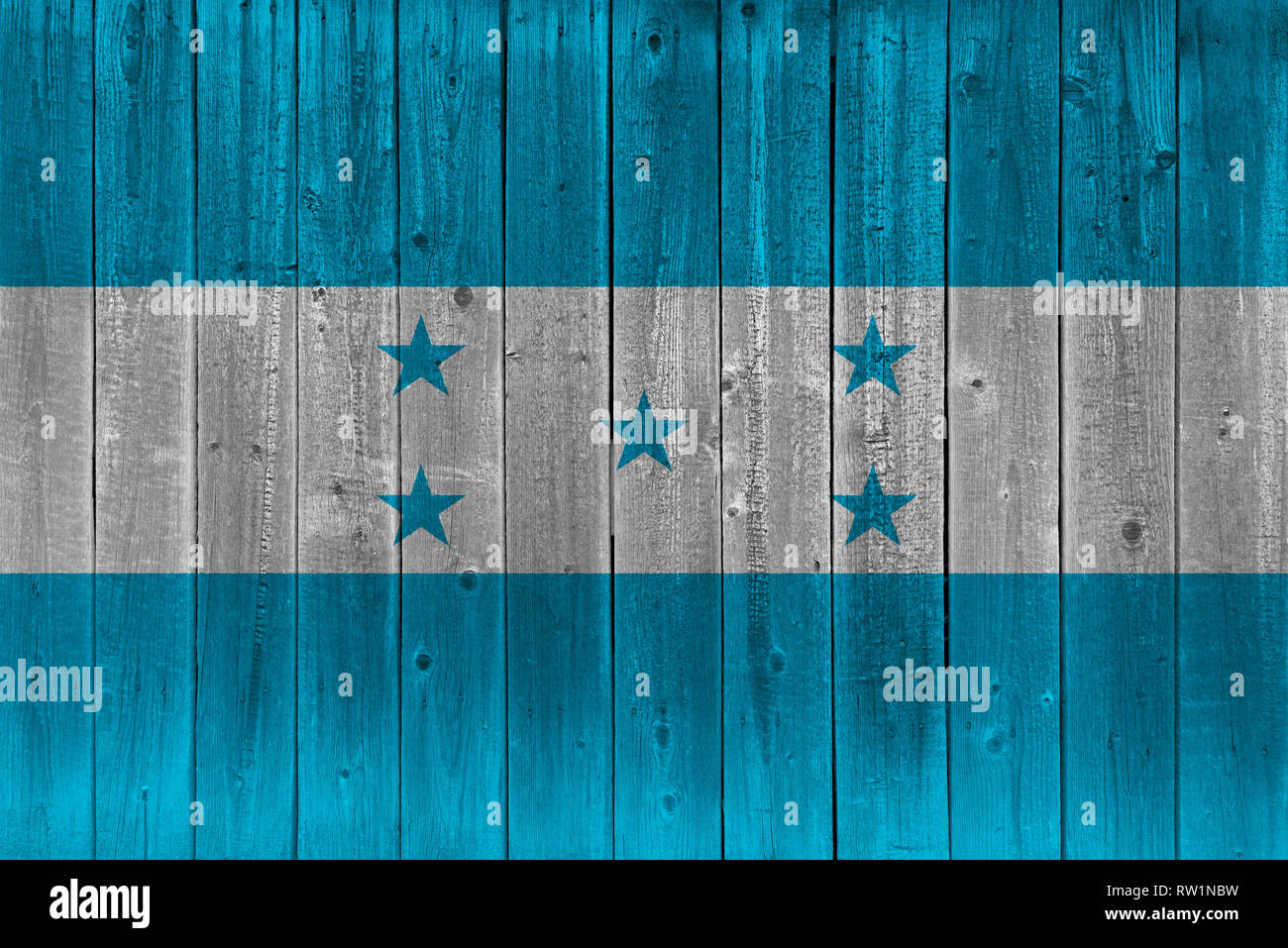 Honduras flag painted on old wood plank. Patriotic background. National ...