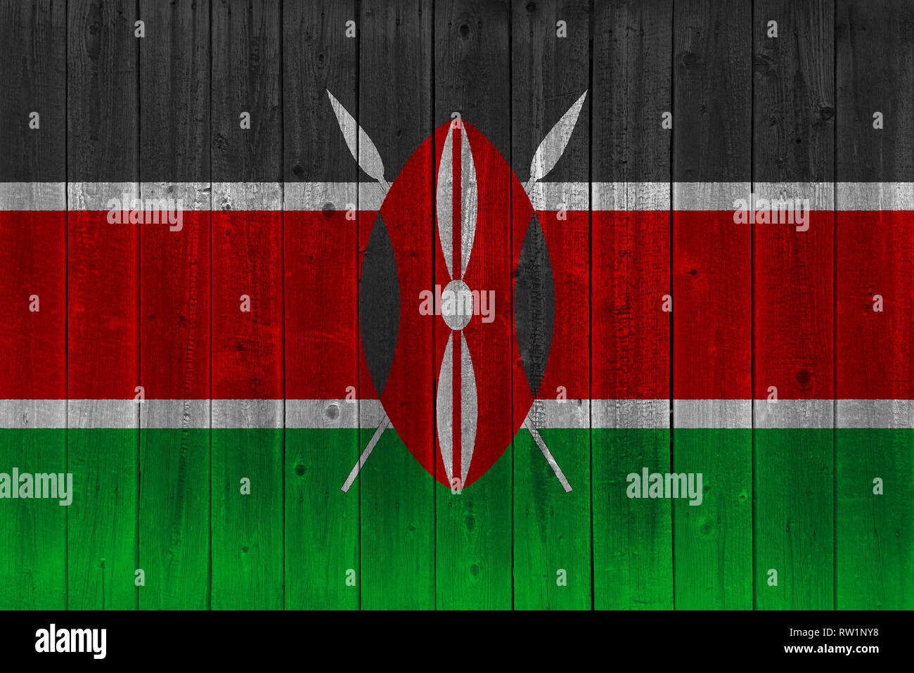 Kenya flag painted on old wood plank. Patriotic background. National ...