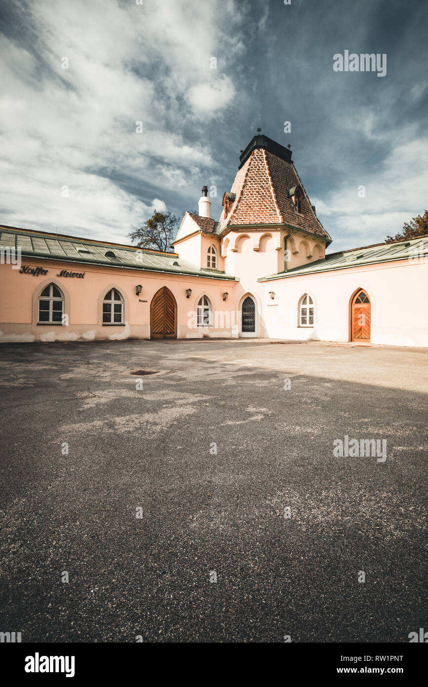 View on Franzensburg castle in Laxenburg town in Austria during spring ...