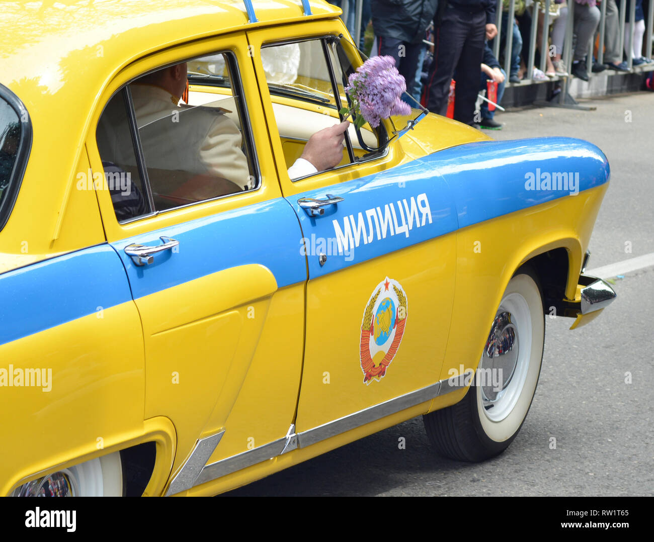 PYATIGORSK, RUSSIA - MAY 09, 2017: Historical police car GAZ - M20 ...