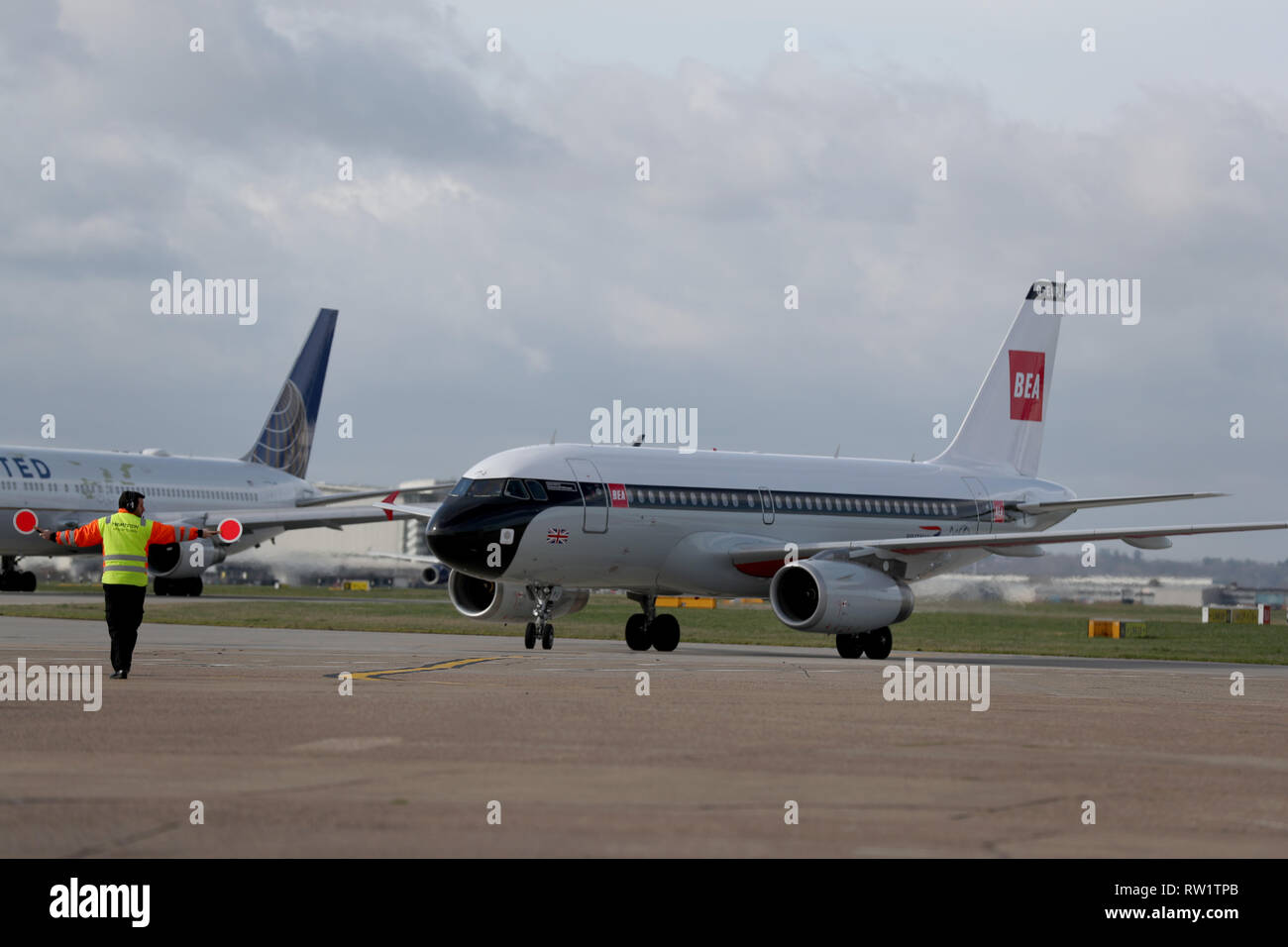 An Airbus 319 in British European Airways (BEA) livery, part of British ...