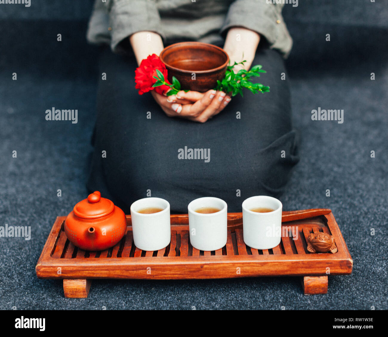 Chinese tea ceremony Asian wooden table board chaban top view copy ...