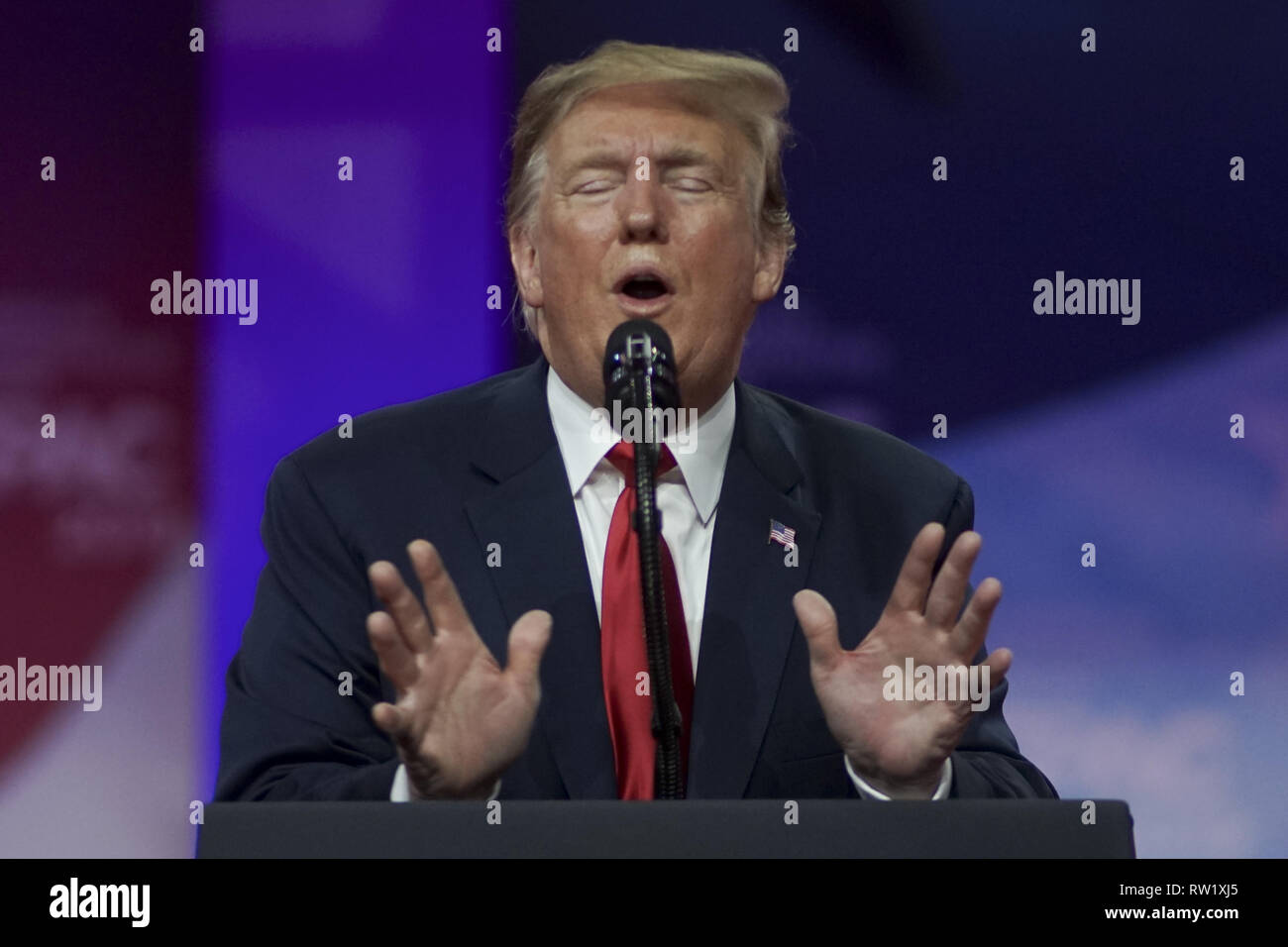 National Harbor, Maryland, USA. 2nd Mar, 2019. President DONALD TRUMP ...