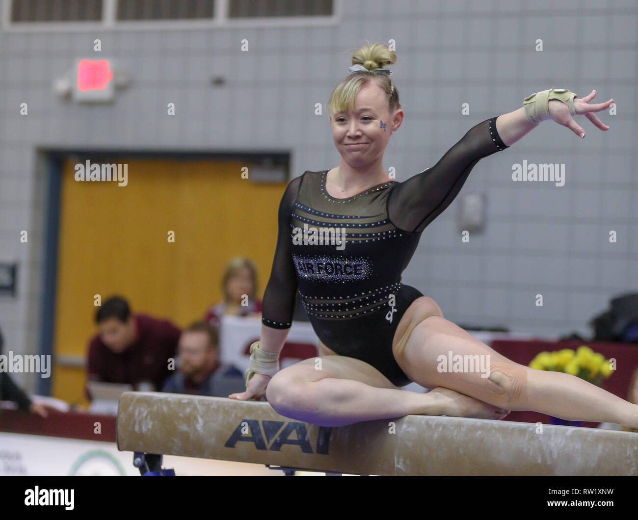 Denton, TX, USA. 3rd Mar, 2019. Air Force's Analise Howard performs on ...
