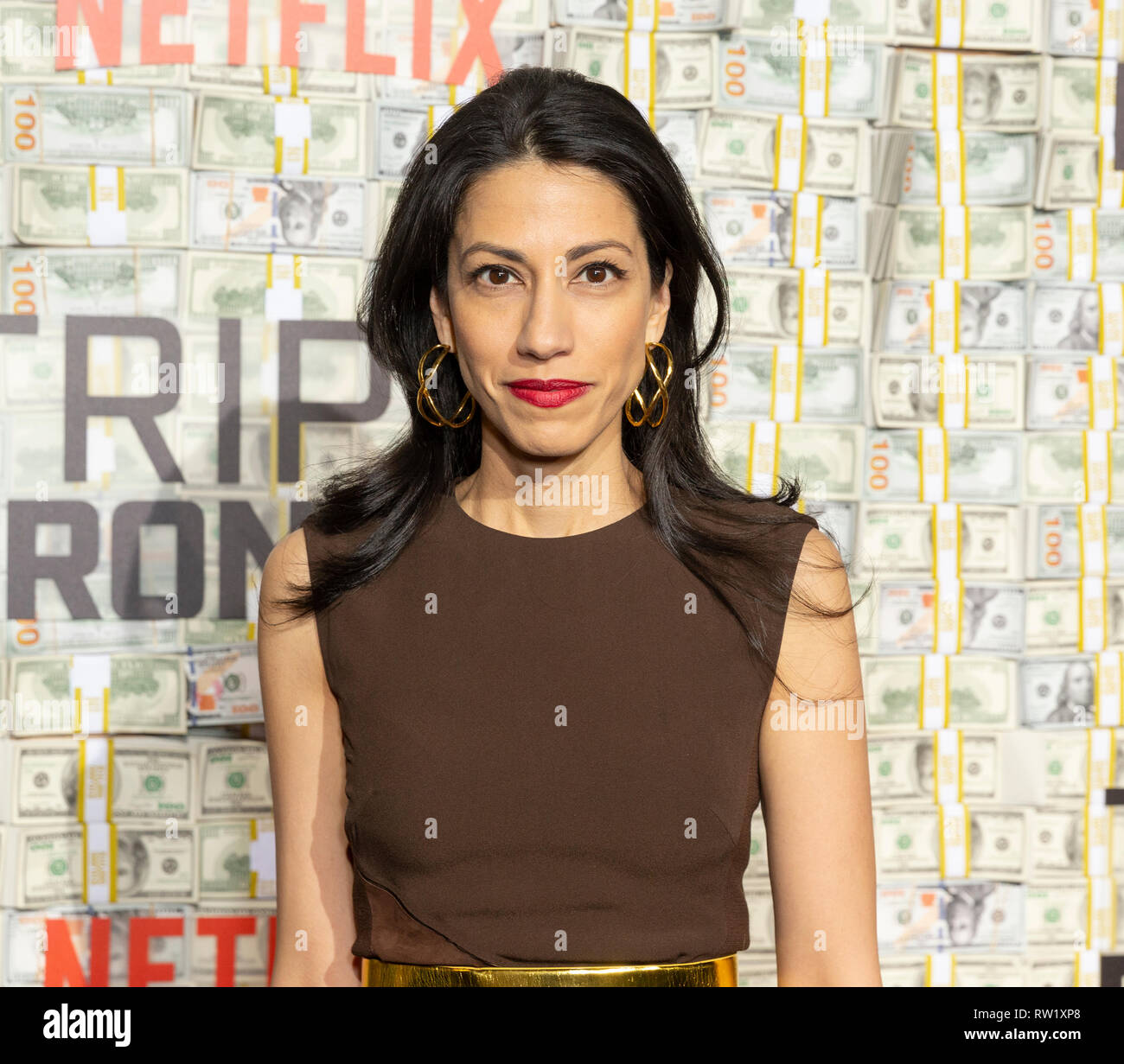 New York, NY - March 3, 2019: Huma Abedin wearing dress by Ralph Lauren ...
