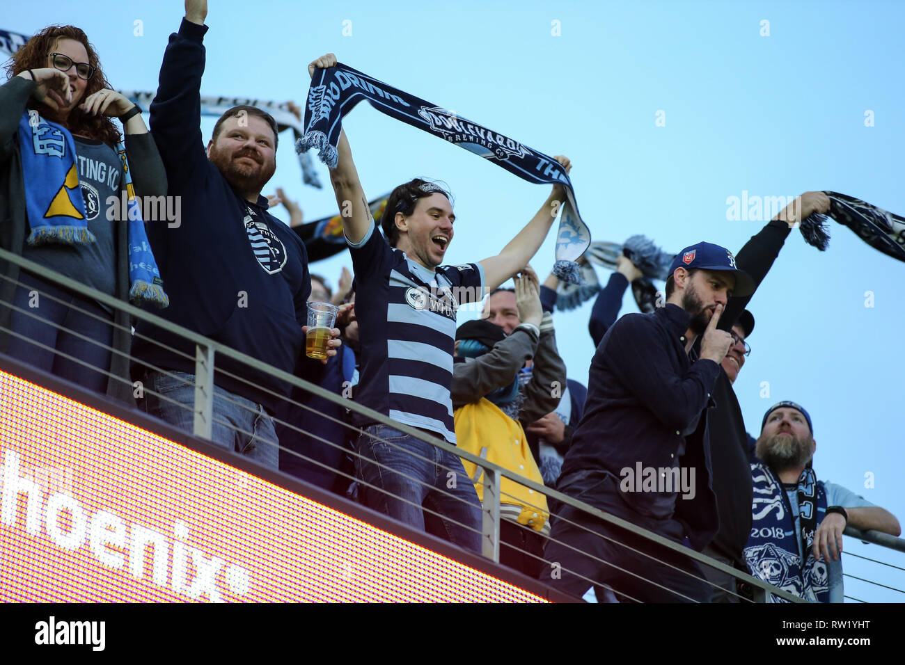 Los Angeles, CA, USA. 03rd Mar, 2019. MLS 2019: Sporting KC fans cheer ...