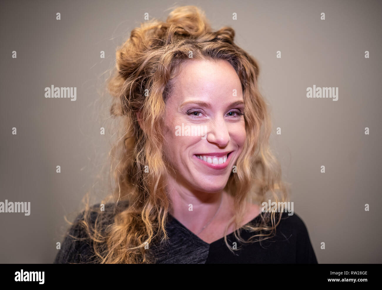 Berlin, Germany. 04th Mar, 2019. Theatre director Yael Ronen laughs ...