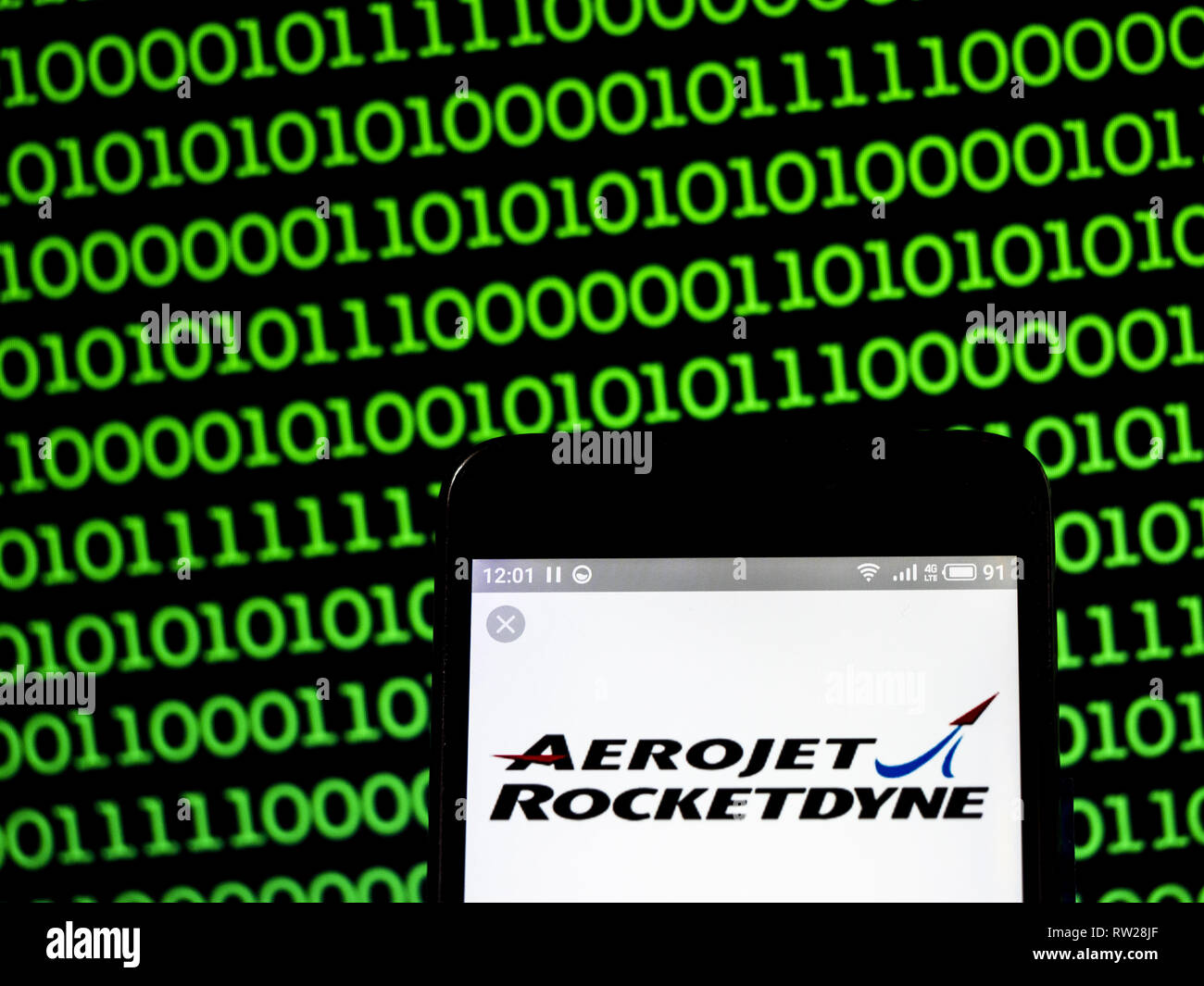 March 4, 2019 - Ukraine - Aerojet Rocketdyne company logo seen ...