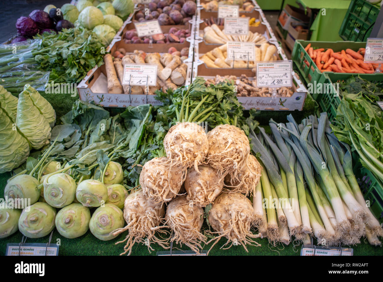Various produce in a market at Munich, Germany Stock Photo - Alamy