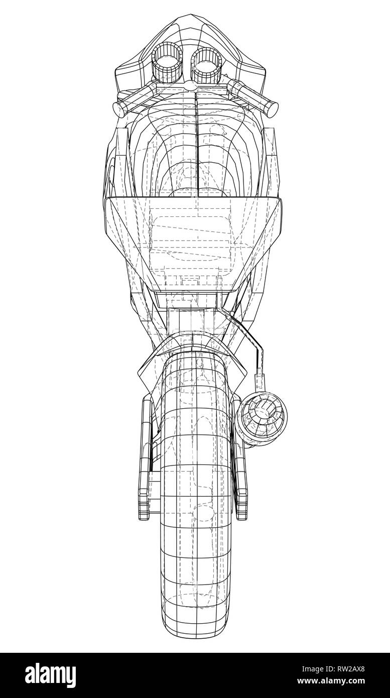 Sport Motorbike technical wire-frame. Vector rendering of 3d Stock ...