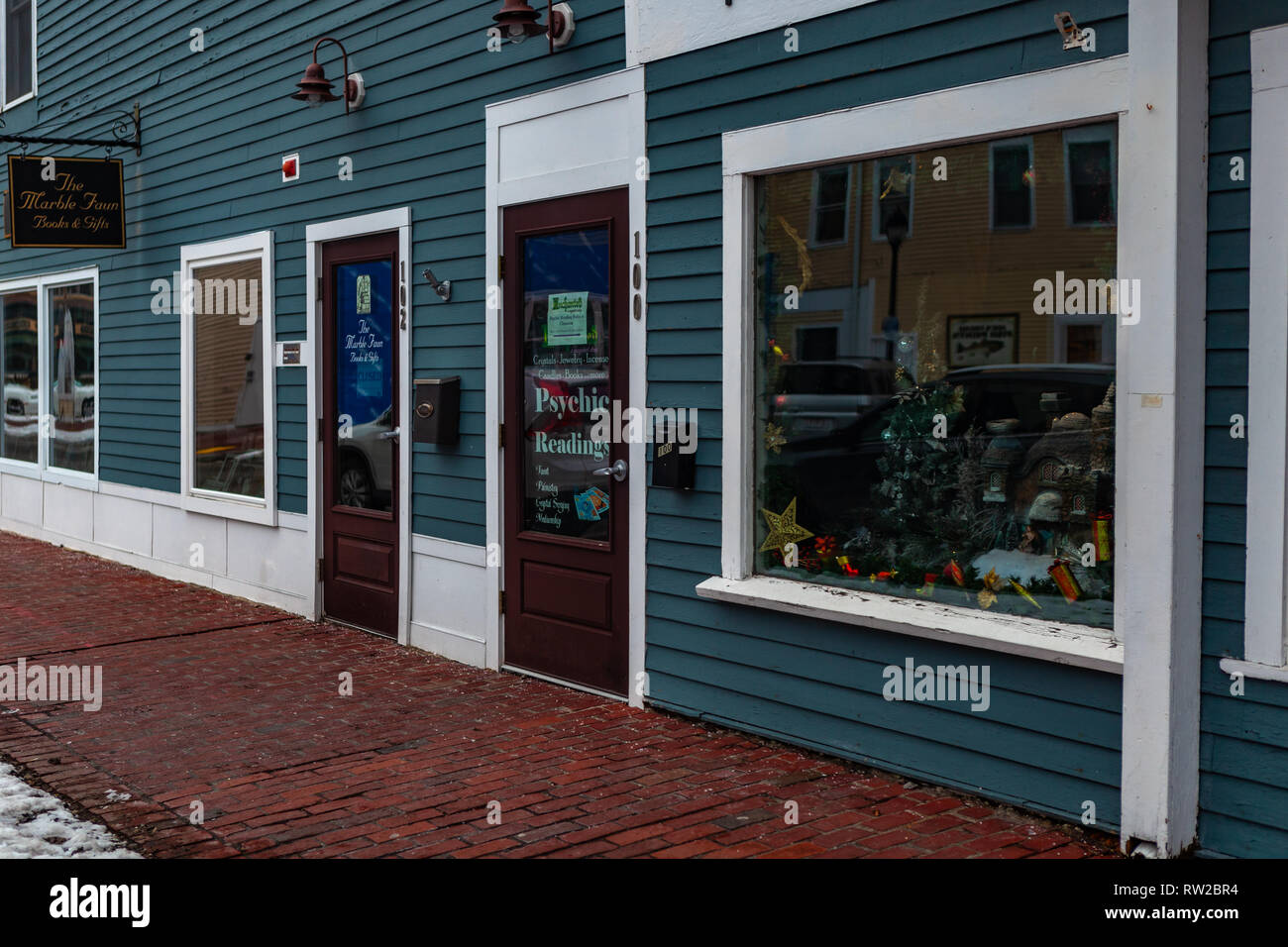 Souvenirs shop window downtown of Salem in Essex county Massachusettes ...