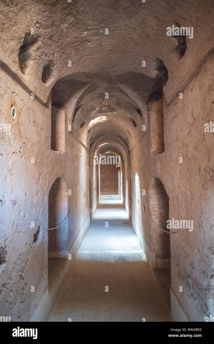 View down hallway of El Badi Palace, ' The Incomparable Palace,' now a ...