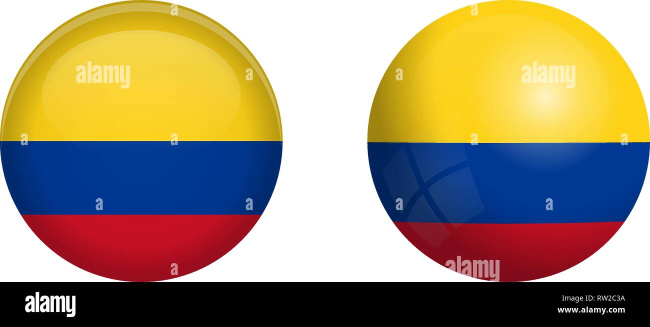 Colombia flag under 3d dome button and on glossy sphere / ball Stock ...